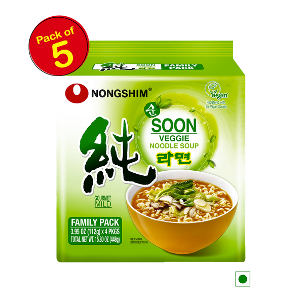 Nongshim Soon Veggie Ramyun Korean Noodles 112Gm (Pack of 5) 560gm – MyOppa